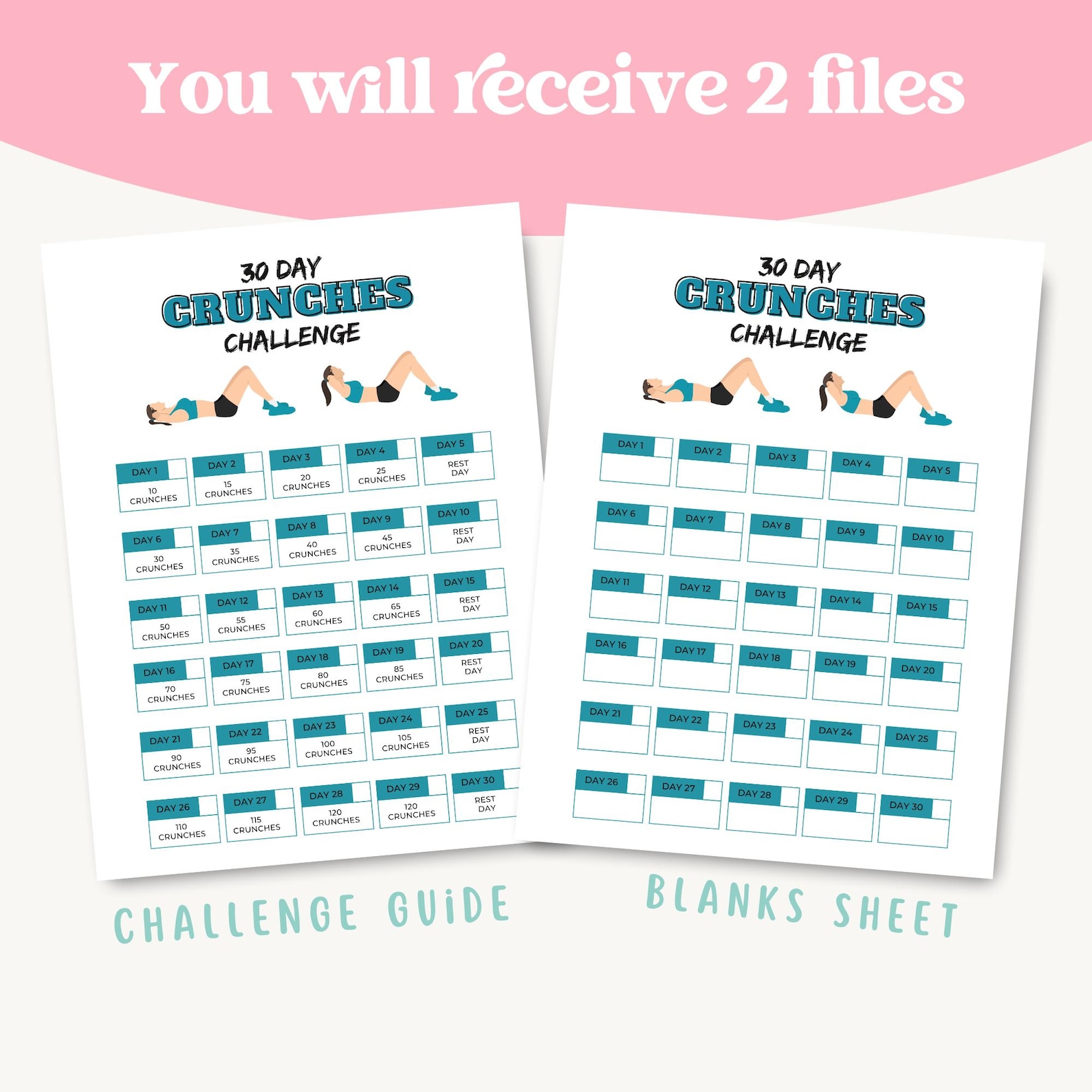 30-day Crunches Challenge - Printable PDF Workout Plan | Printable ...