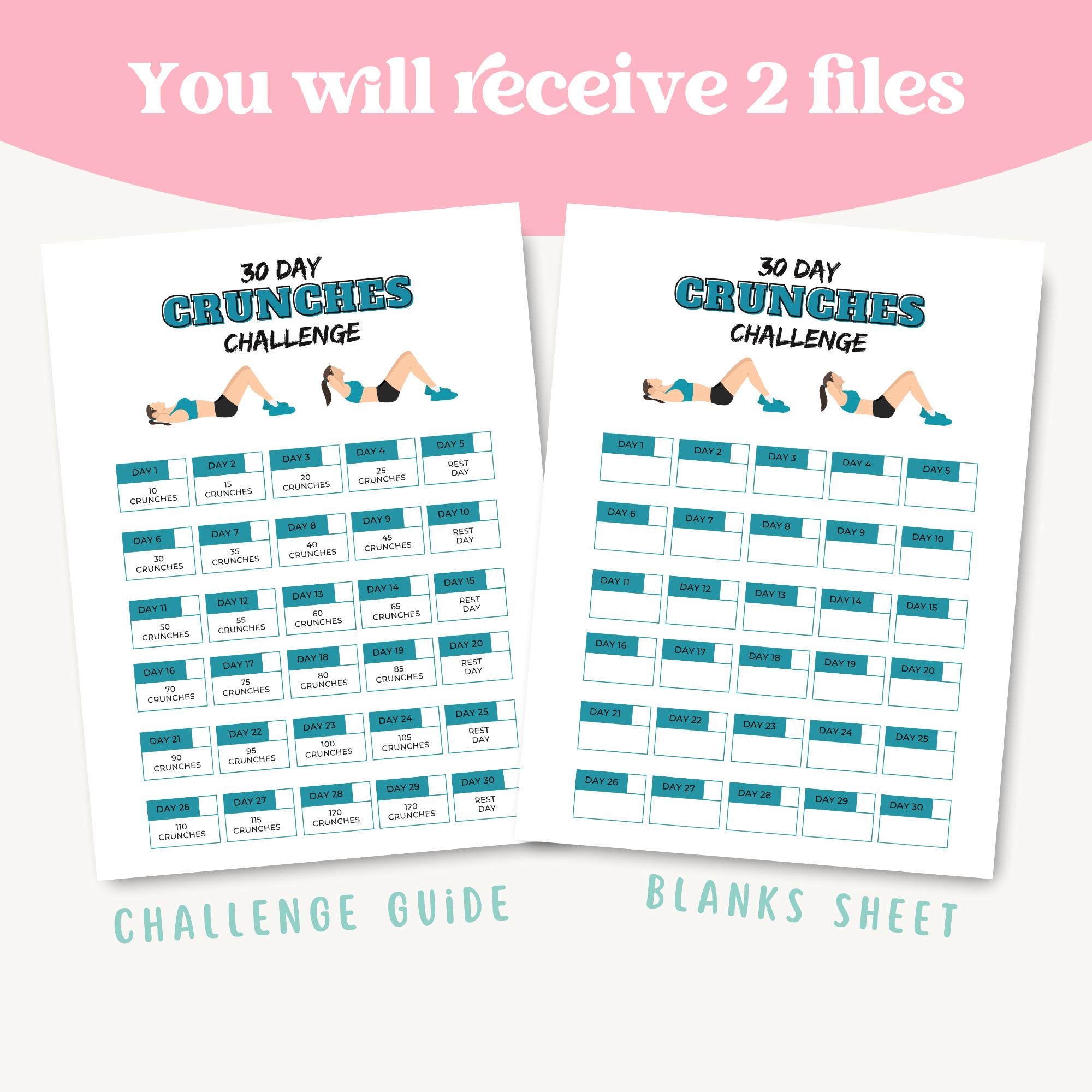 30-day Crunches Challenge - Printable PDF Workout Plan | Printable ...