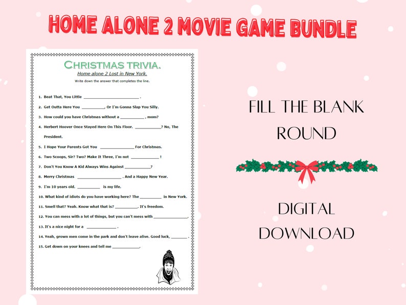 Printable Home Alone 2 Trivia Game Christmas Party Games - Etsy