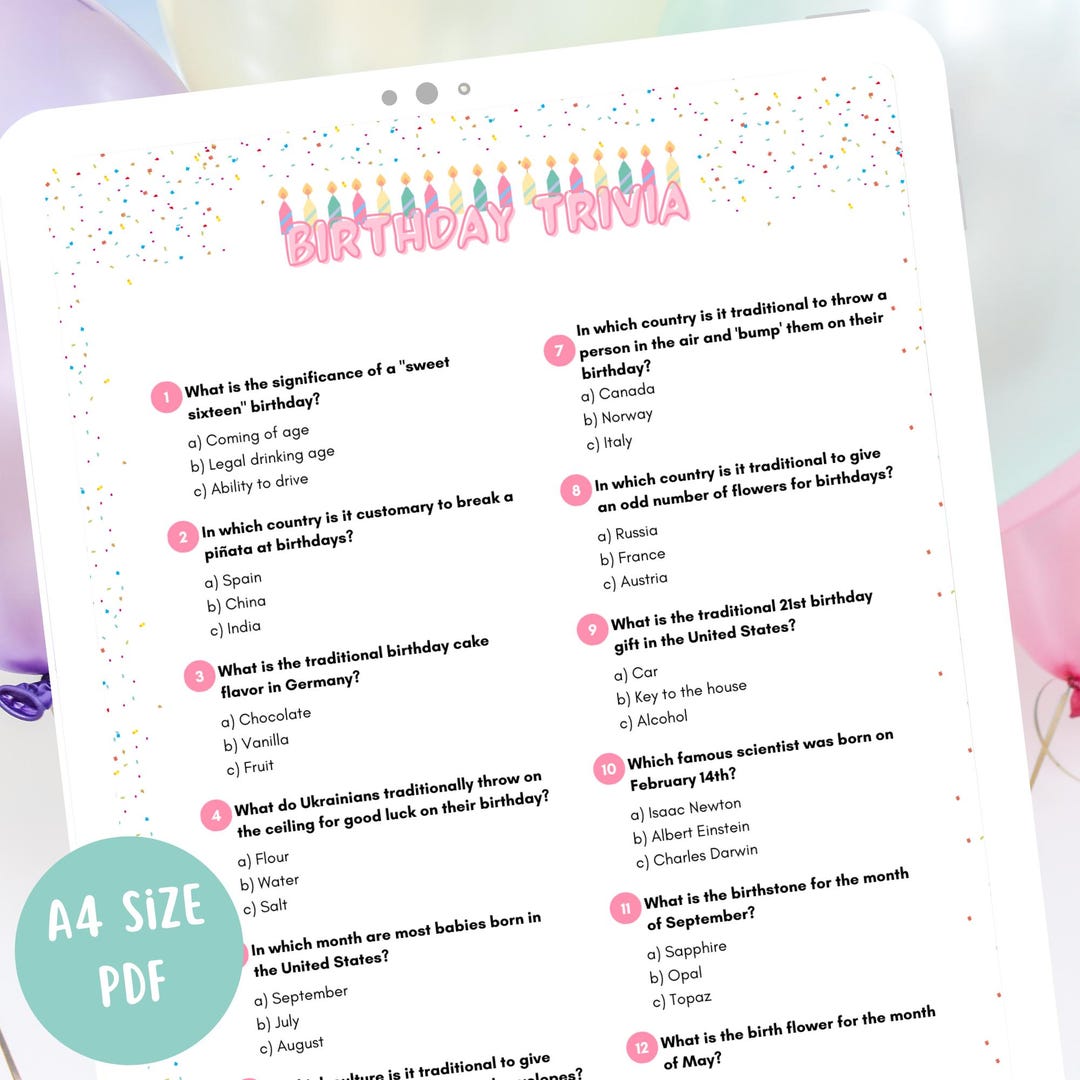 Ultimate Party Fun: Multiple Choice Trivia Birthday Theme Quiz - PDF ...