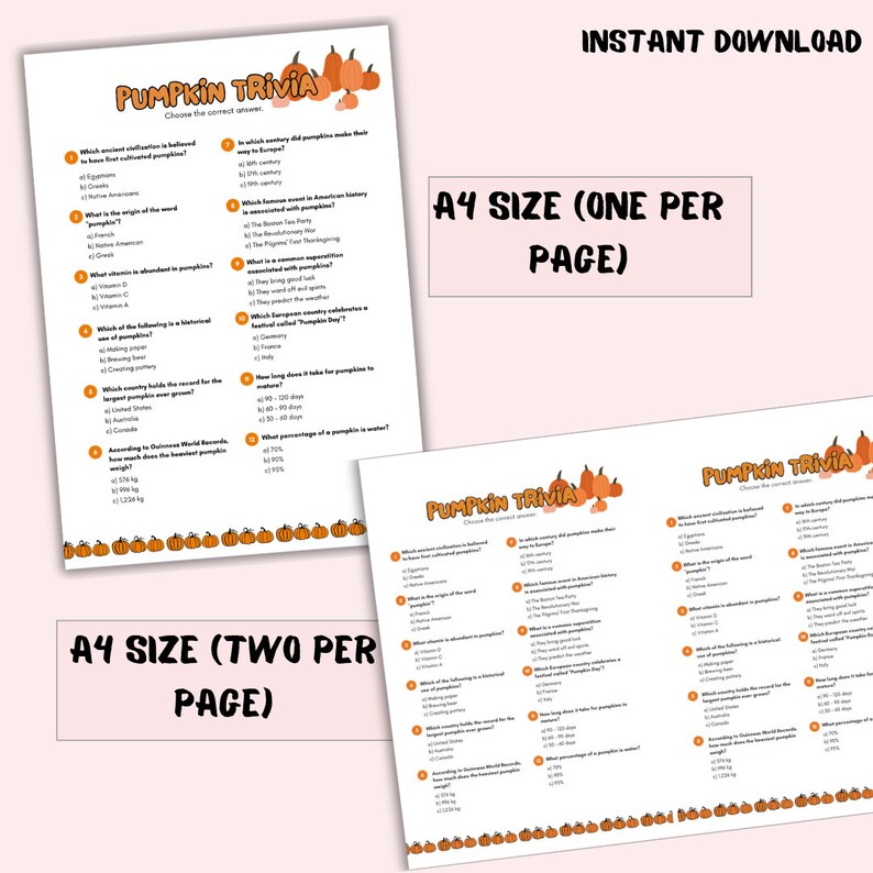 Fall Fun: Printable Pumpkin-themed Quiz for Cozy Family Evenings ...