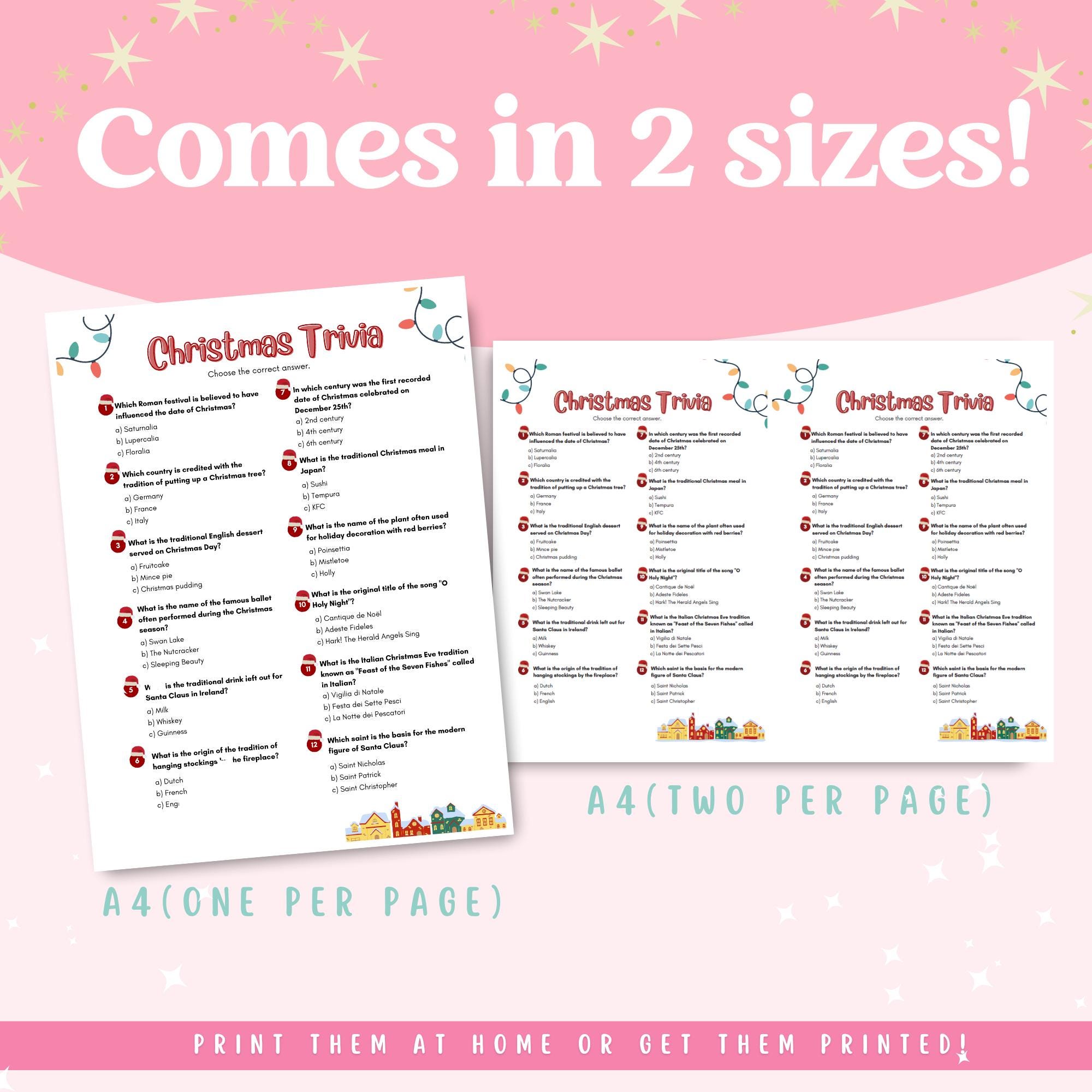 Christmas Trivia Game | Holiday Trivia | Friends Game Night | Winter ...