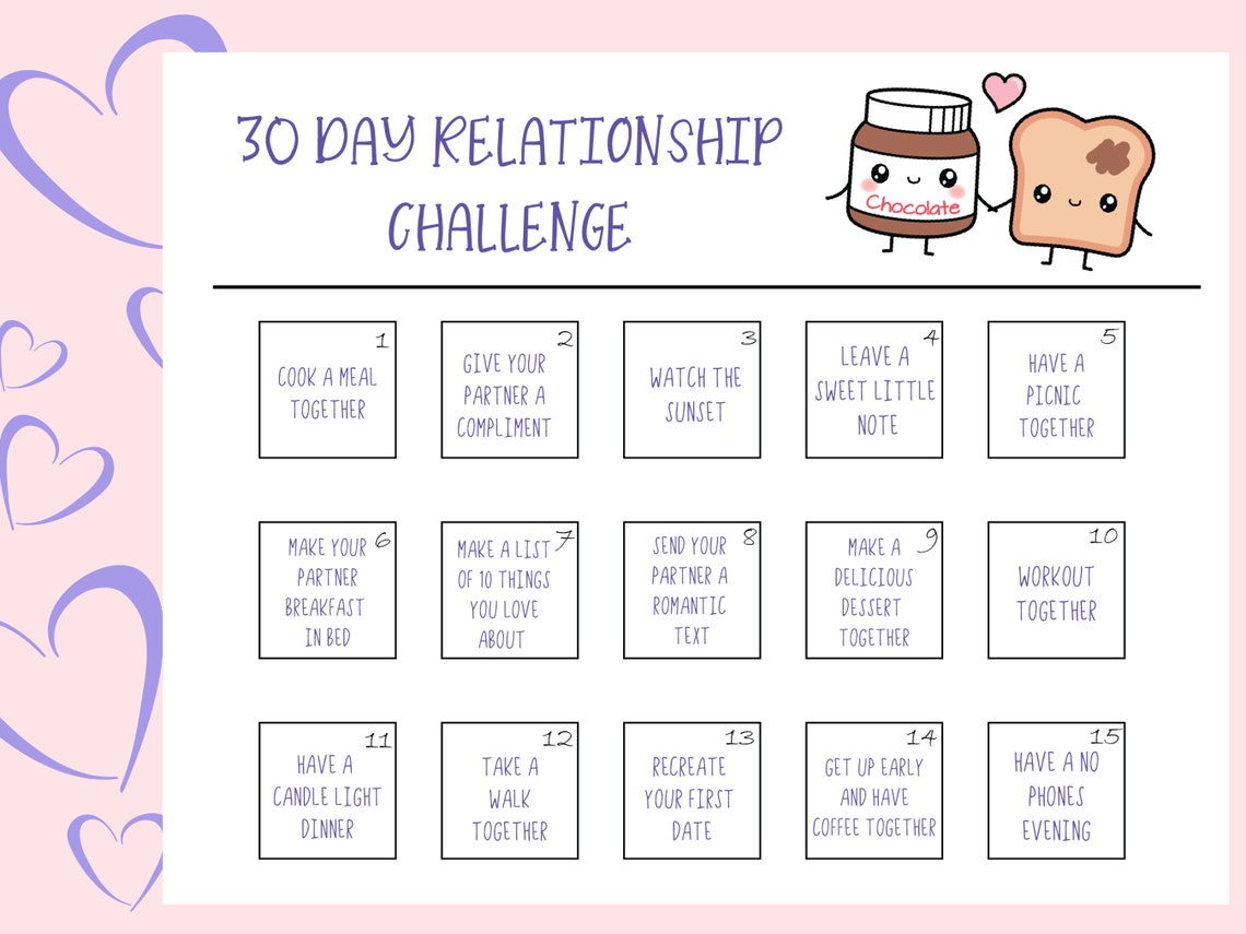30 Day Relationship Challenge 30 Day Challenge Printable - Etsy