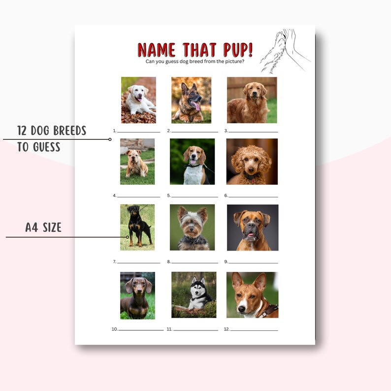 Name That Pup Quiz | Digital Download | Fun Dog Breed Guessing Game ...