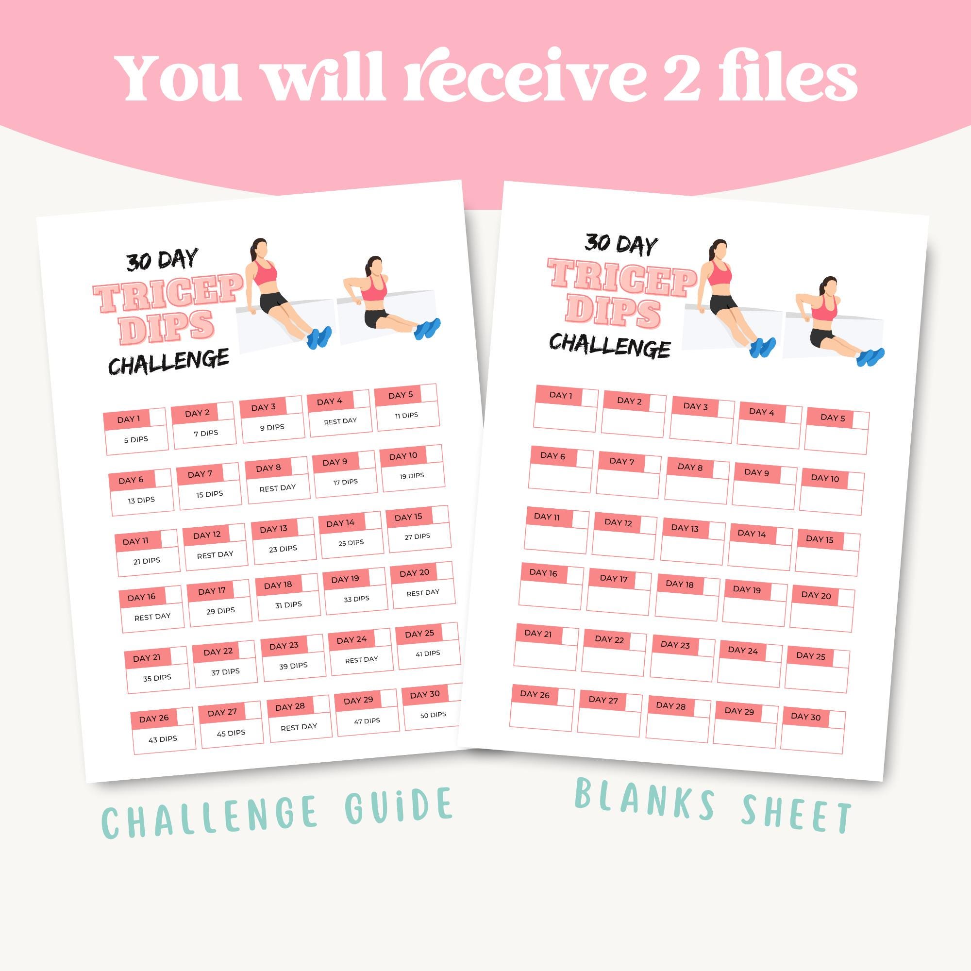 30-day Tricep Dips Challenge Printable PDF Workout Plan | Digital ...