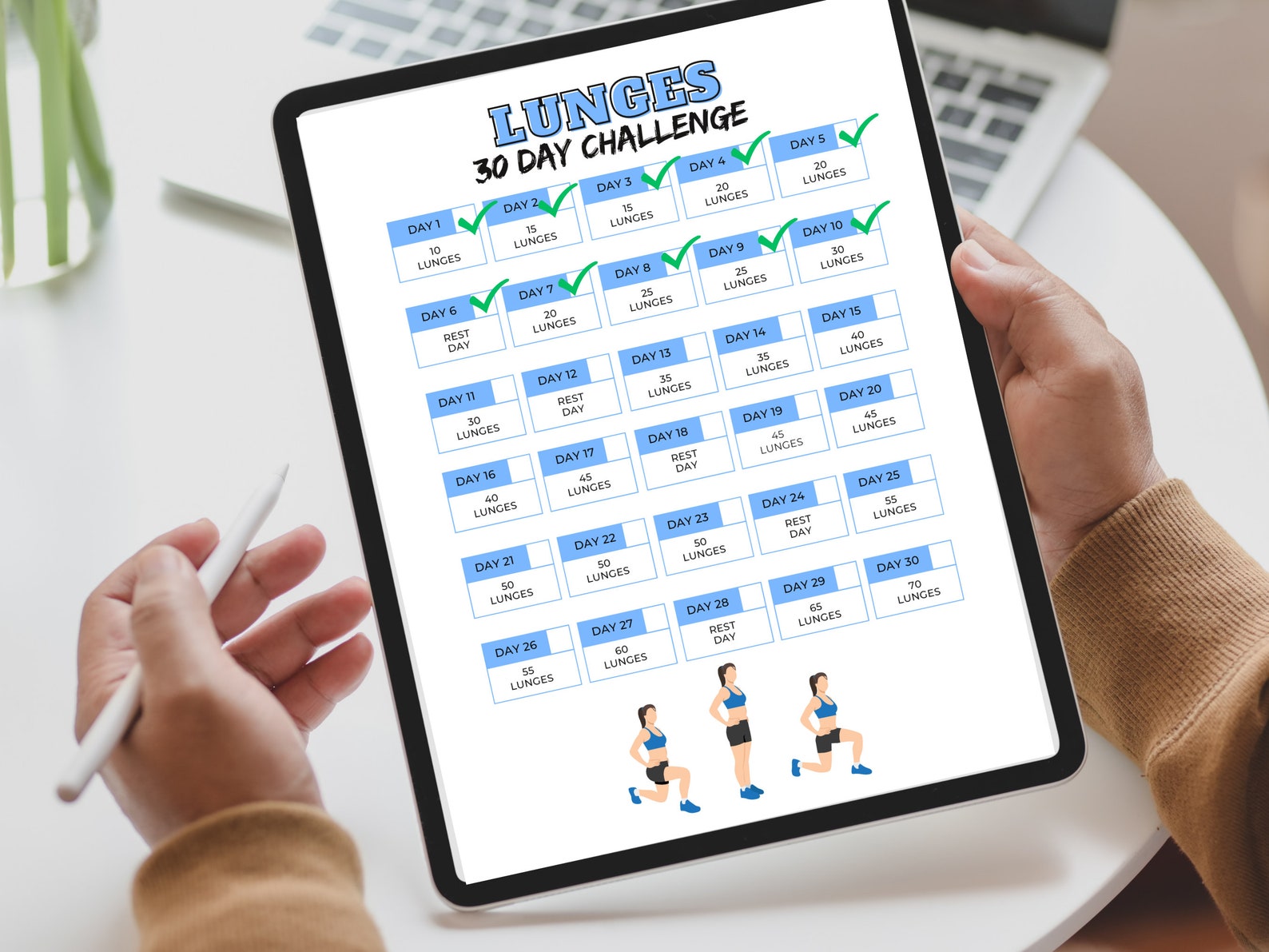 Printable Lunges Challenge 30 Day Fitness Plan for Stronger Legs 30-day ...