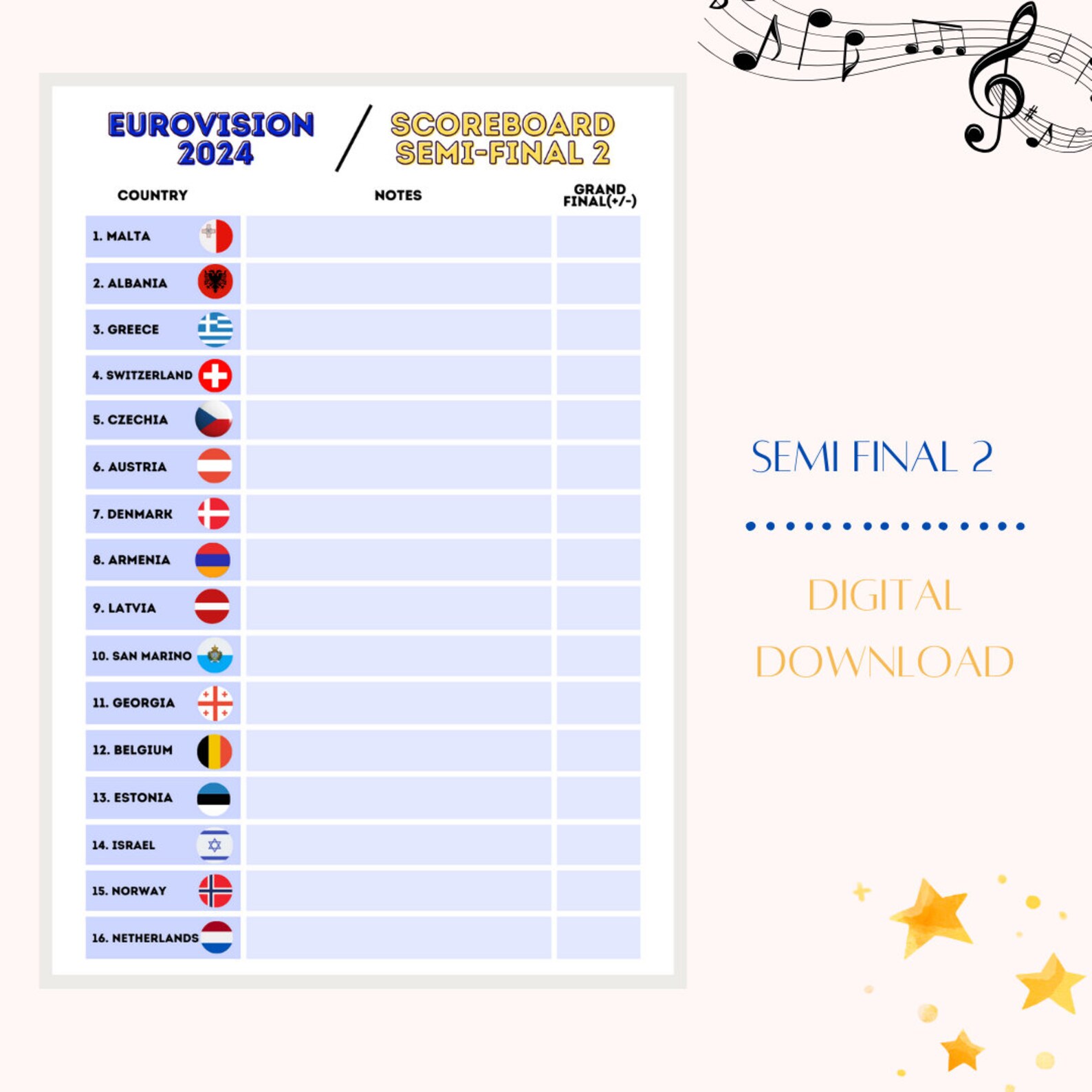 Eurovision Scoreboard Printable Score Sheets Eurovision Party ...