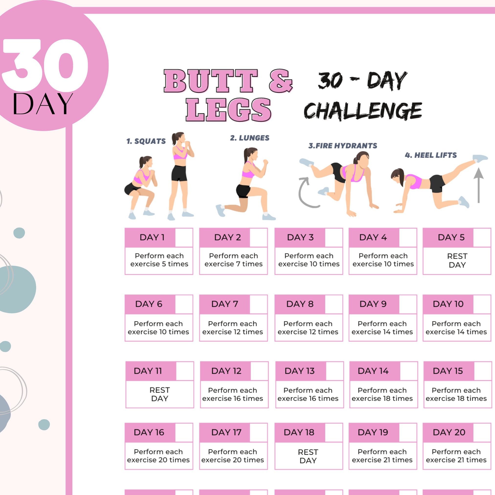 Get Fit For Summer With Our 30 Day Butt And Leg Challenge Pdf Included