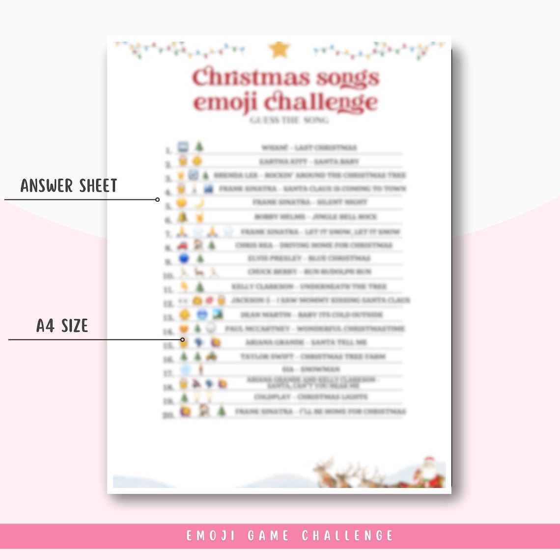 Printable Christmas Emoji Challenge, Guess 20 Christmas Songs by Emoji ...