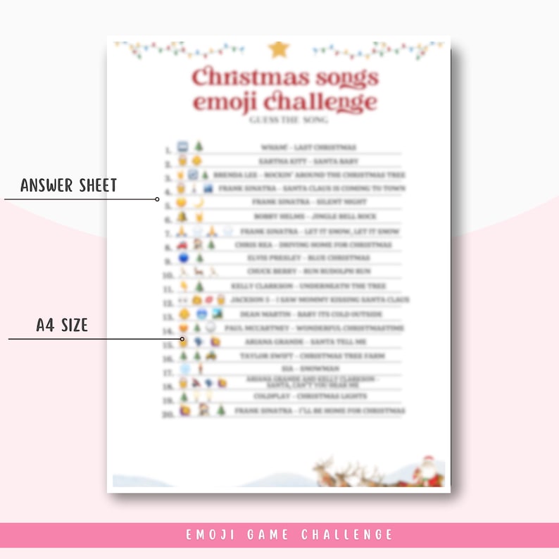 Printable Christmas Emoji Challenge, Guess 20 Christmas Songs by Emoji ...