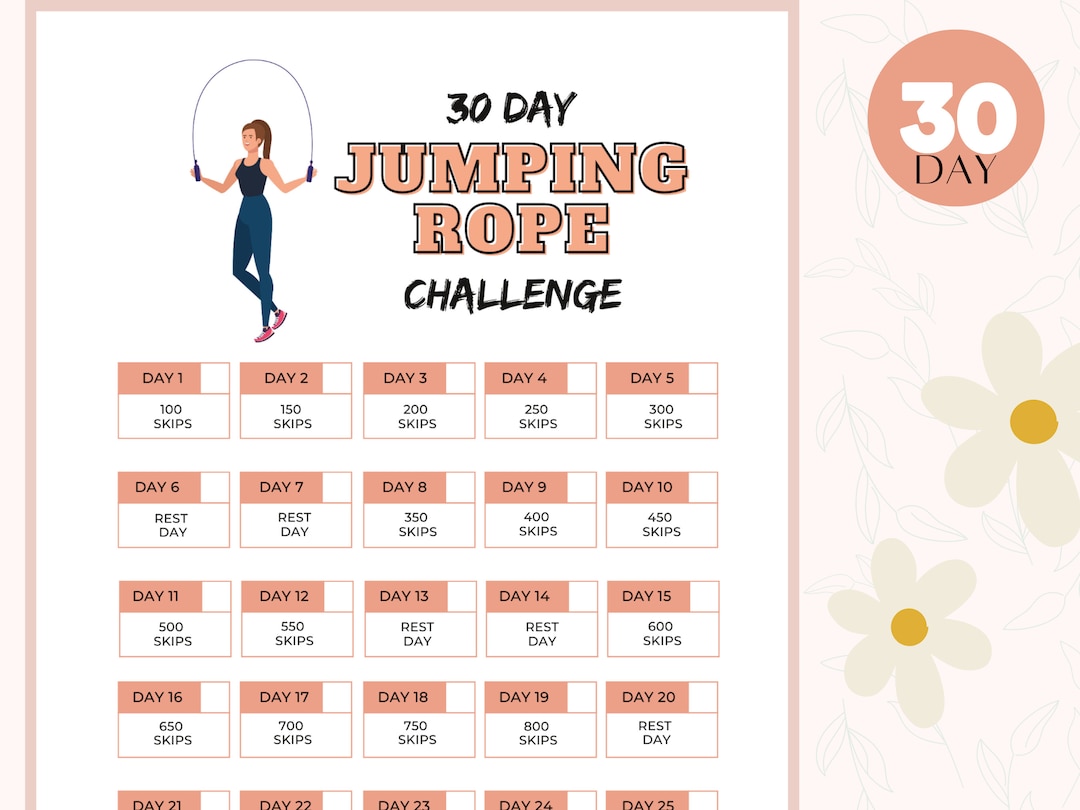 30 Day Jumping Rope Challenge 30 Day Challenge Printable - Etsy
