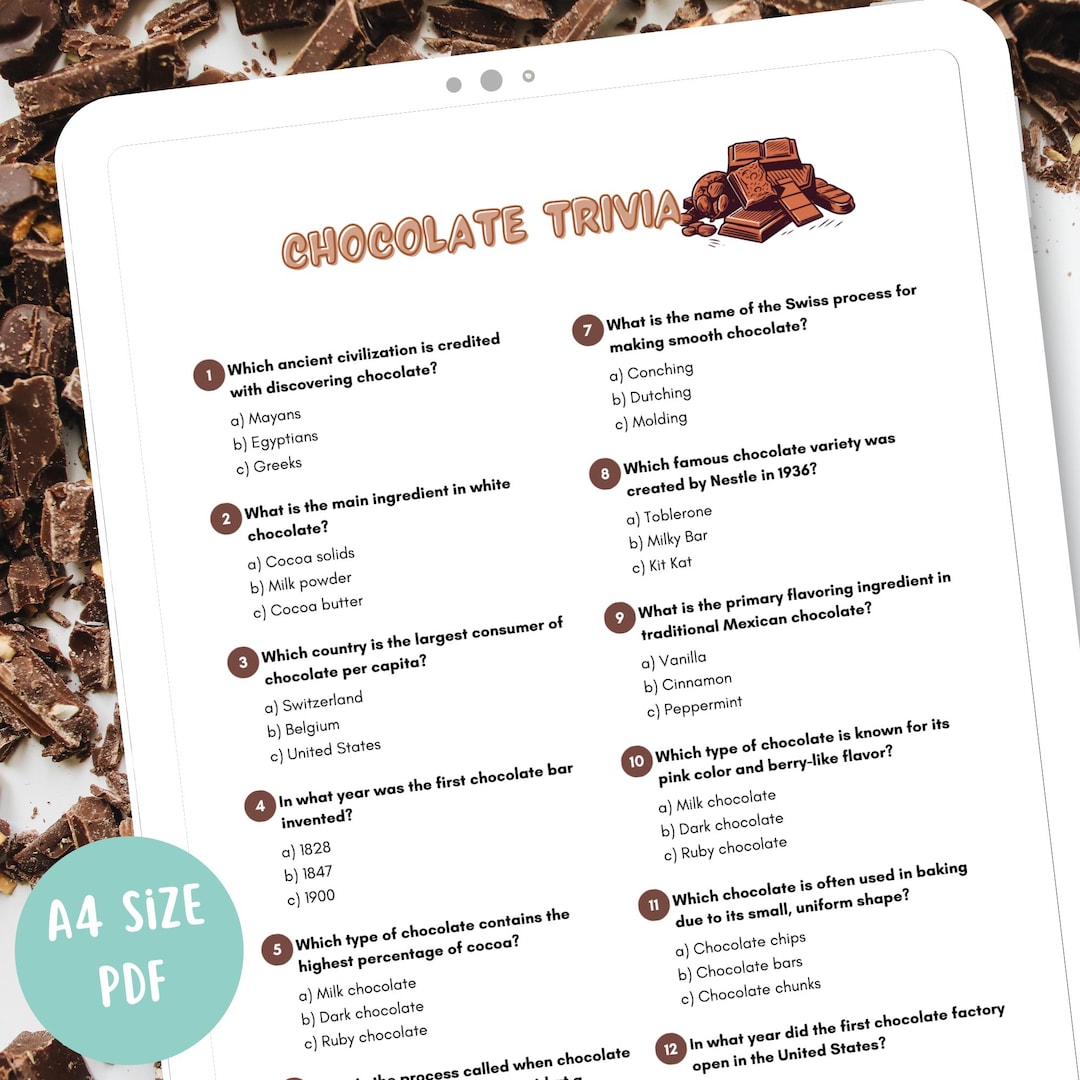 Chocolate Theme Multiple Choice Trivia Sheet - Perfect for Foodies ...