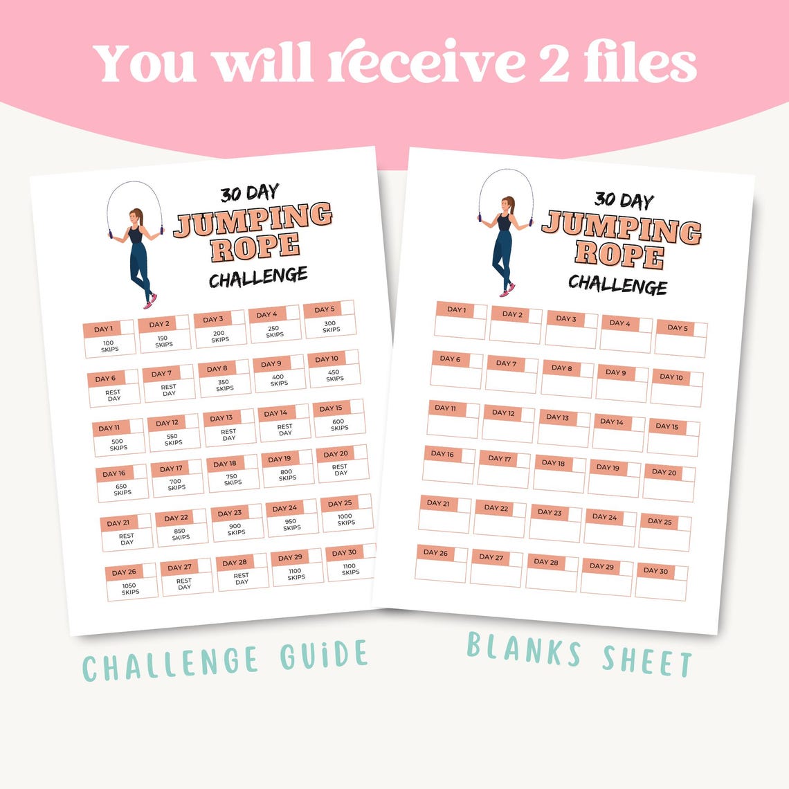 30 Day Jumping Rope Challenge | 30 Day Challenge Printable | Digital ...