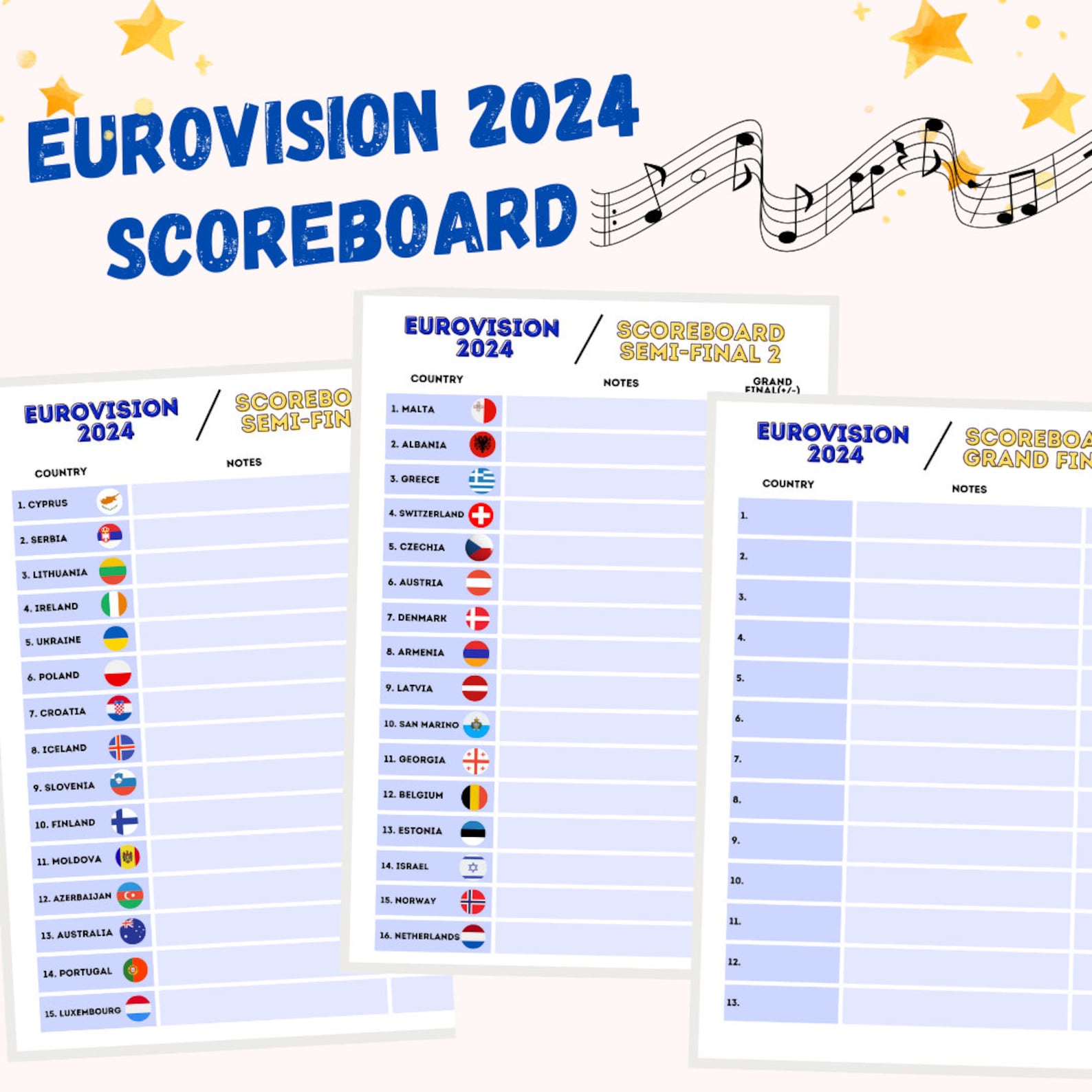 Eurovision Scoreboard Printable Score Sheets Eurovision Party ...