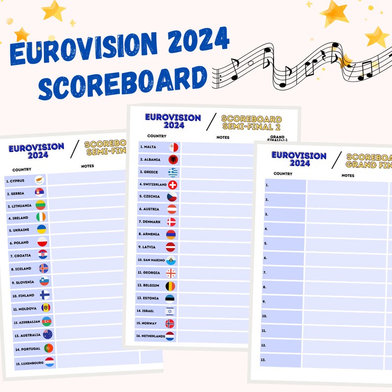 Eurovision Scoreboard Printable Score Sheets Eurovision Party ...