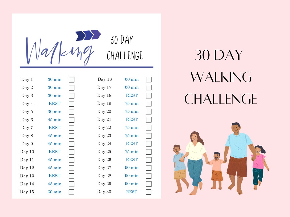 30 Day Walking Challenge 30 Day Challenge Digital Download - Etsy