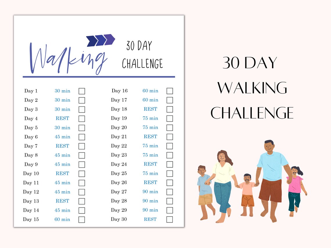 30 Day Walking Challenge 30 Day Challenge Digital Download 30 Day ...