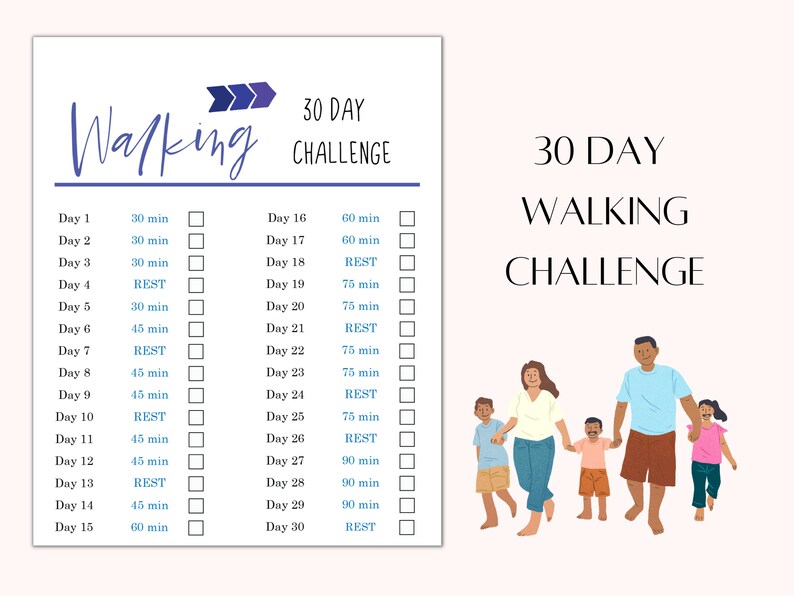 30 Day Walking Challenge 30 Day Challenge Digital Download 30 Day ...