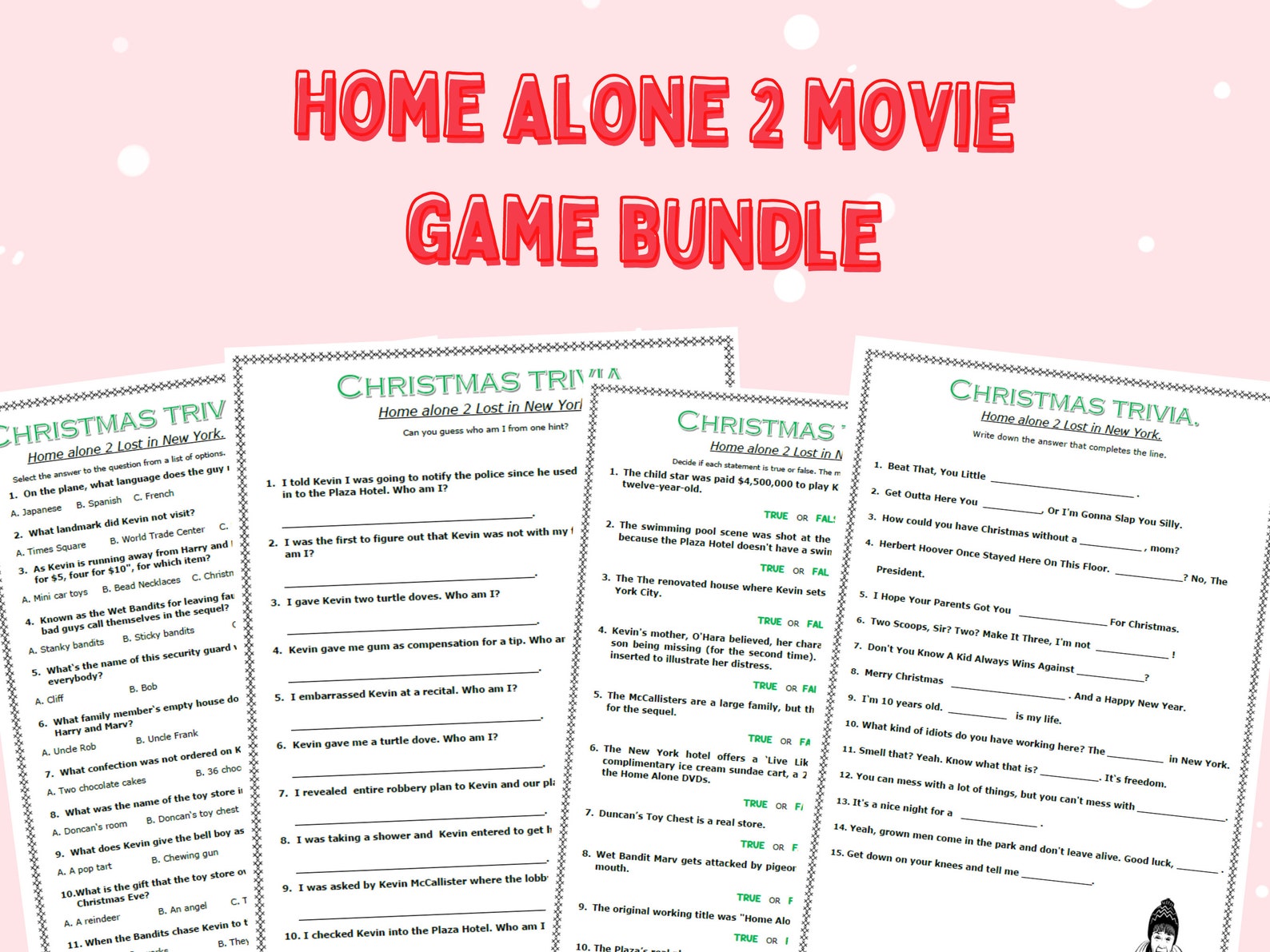 Printable Home Alone 2 Trivia Game Christmas Party Games - Etsy