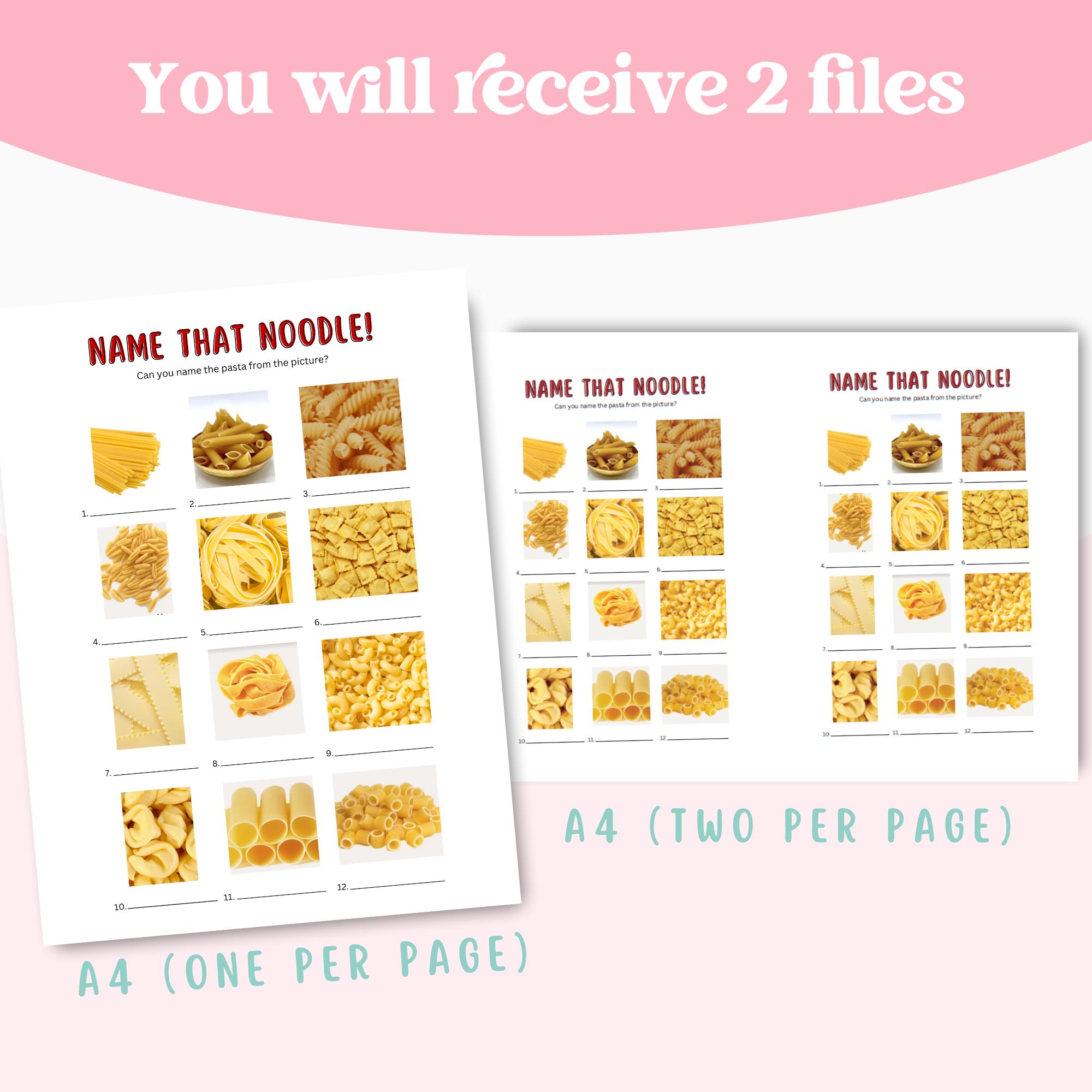 Name That Noodle Quiz, Digital Download, Fun Pasta Guessing Game ...