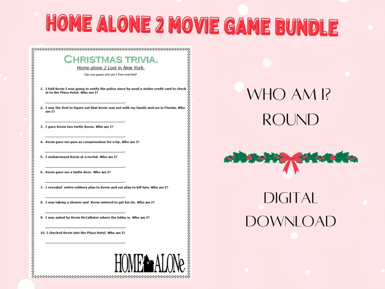 Printable Home Alone 2 Trivia Game Christmas Party Games - Etsy