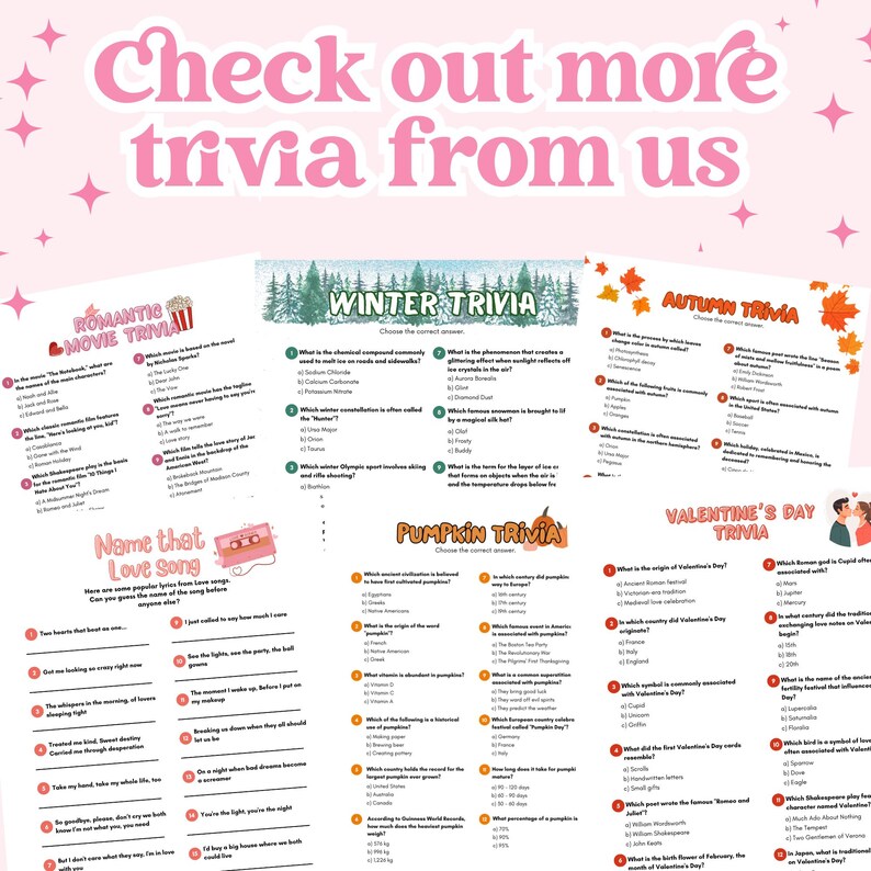 Winter Printable Trivia Game | Friends Game Night | Winter Indoor Games ...