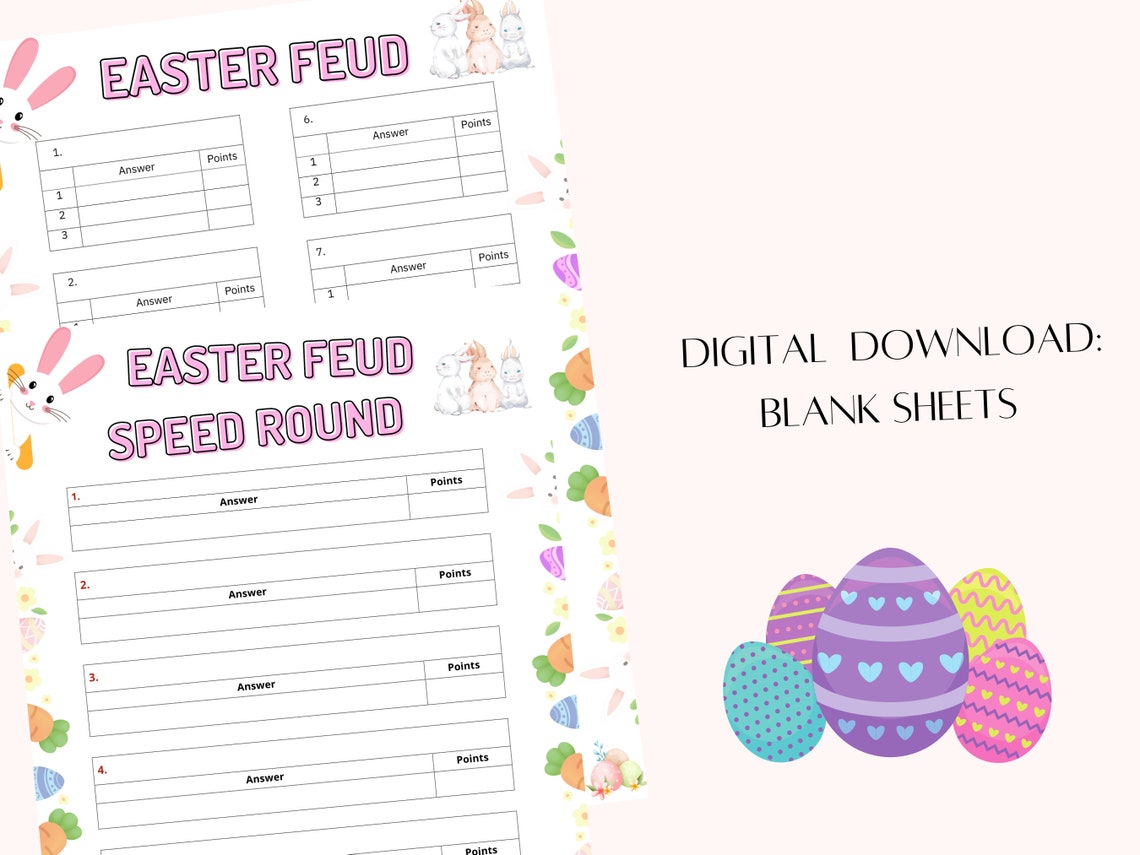 Easter Feud Game Printable PDF Fun Activity for Easter - Etsy