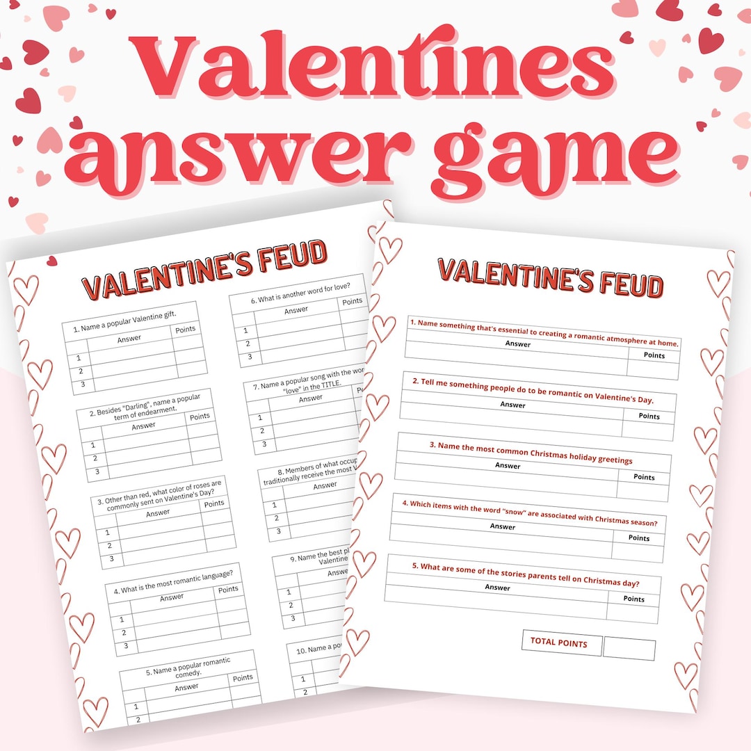 Valentines Day Friendly Feud Game | Printable Family Game | Party Game ...
