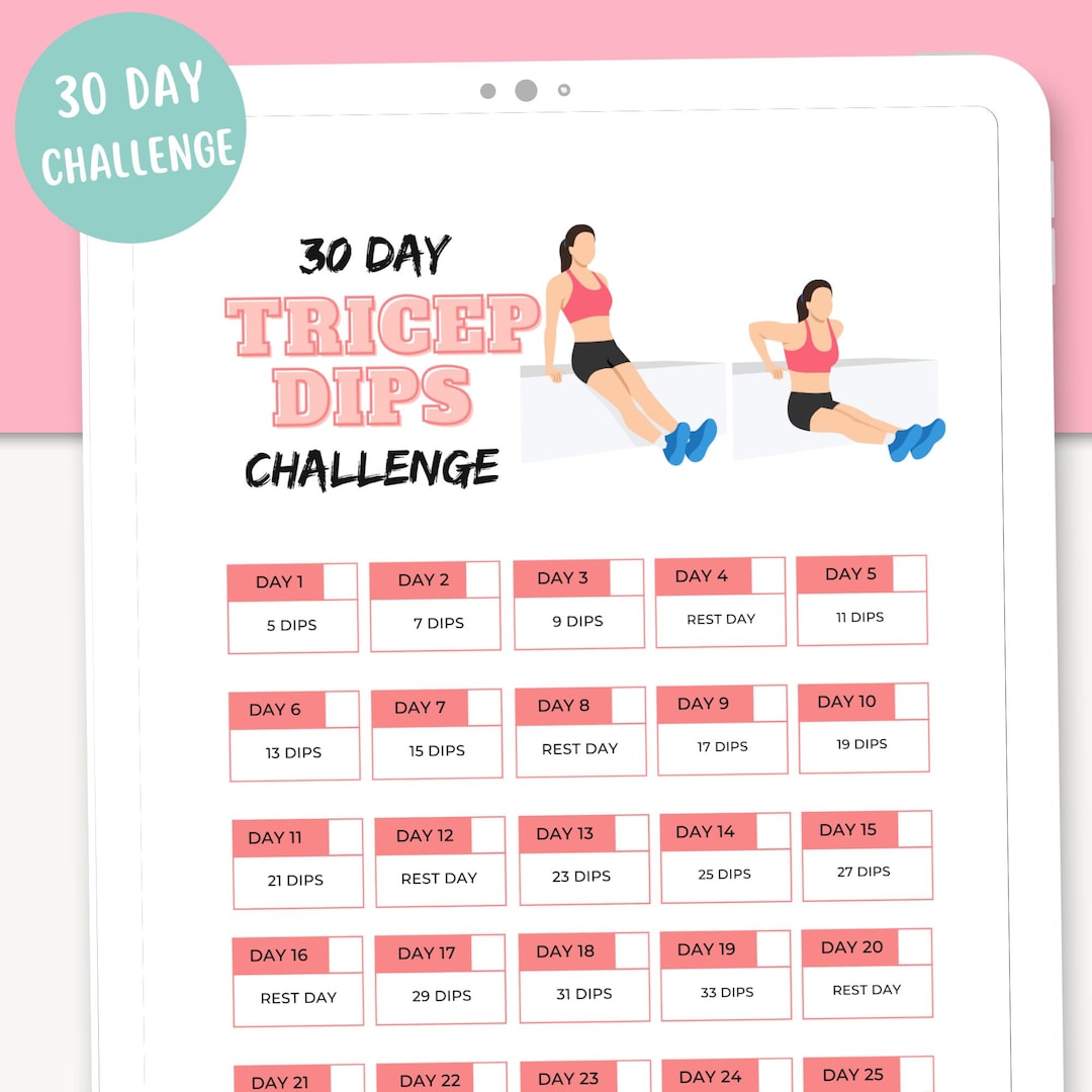 30-day Tricep Dips Challenge Printable PDF Workout Plan | Digital ...