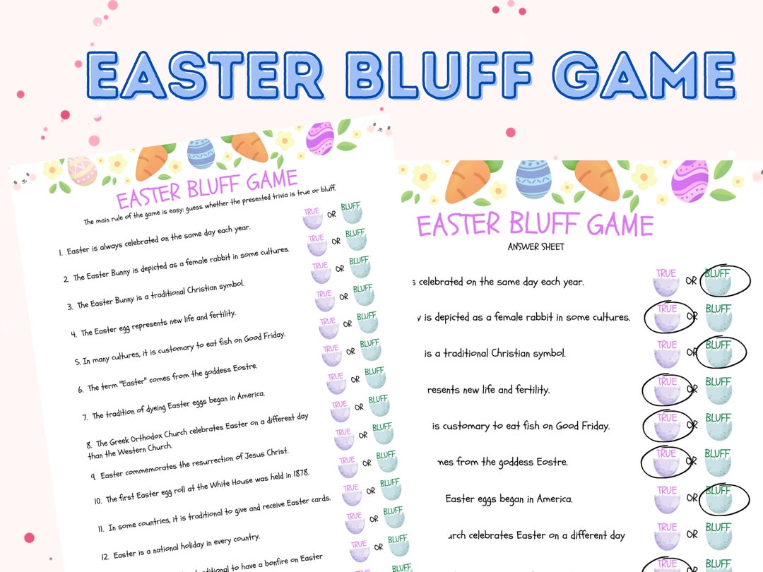 Easter BLUFF Game PDF - Fun and Engaging Activity for Kids and Families | Easter Game Printable ...