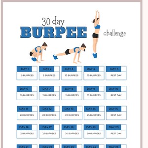 30 Day Challenge Digital Download Fitness Exercises Challenge Burpee ...