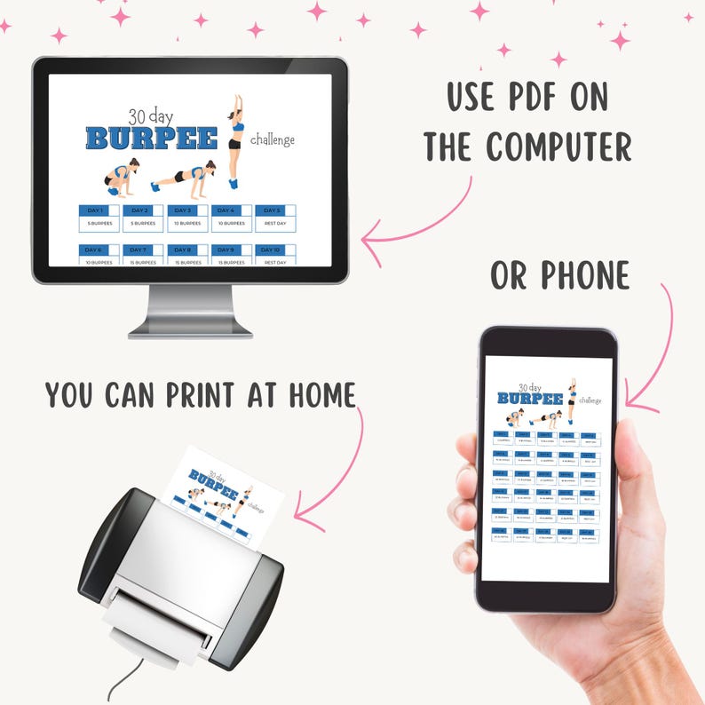 30 Day Challenge | Digital Download | Fitness Exercises Challenge ...