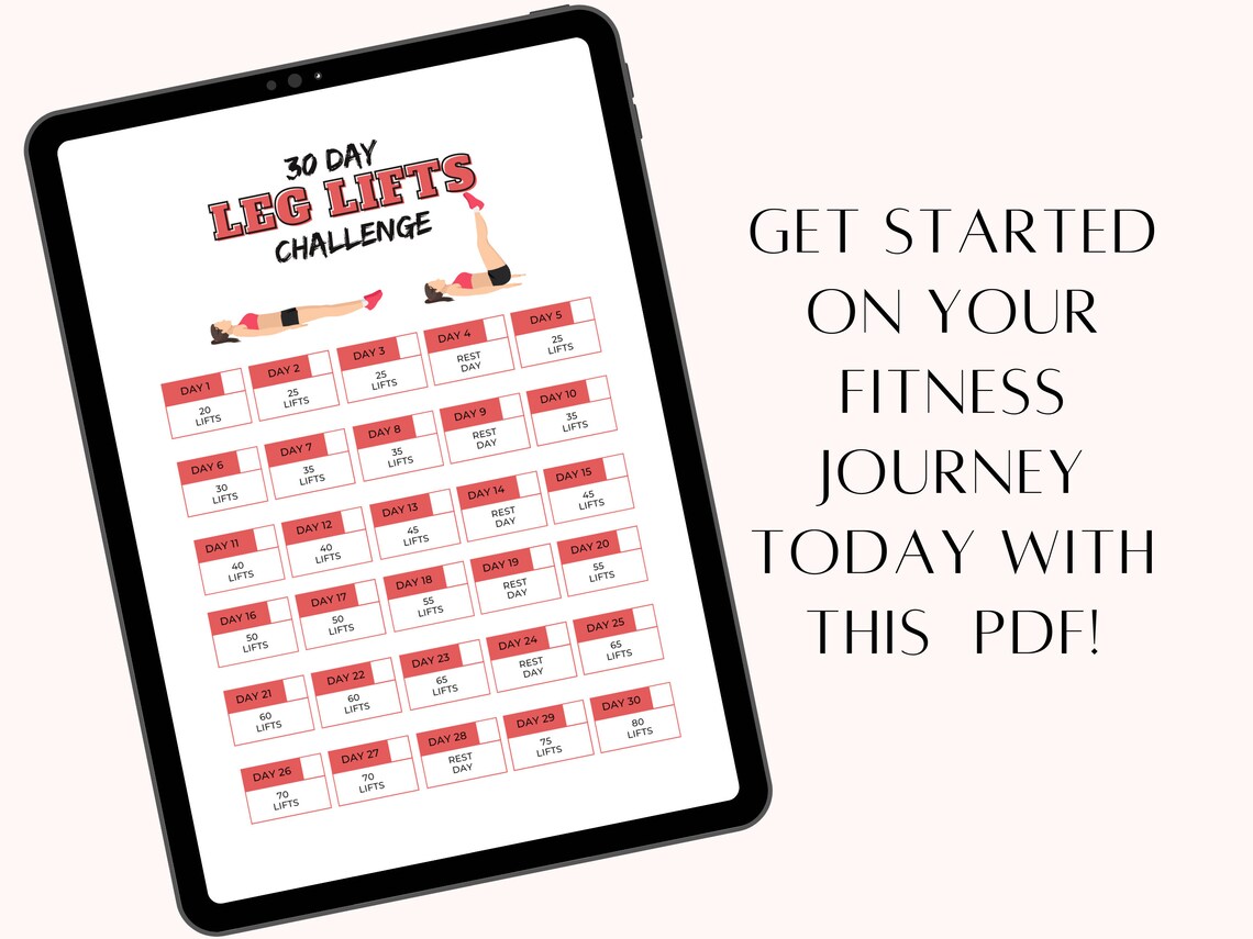 30-day Leg Lifts Challenge: Printable PDF Workout Plan for Toned Legs ...