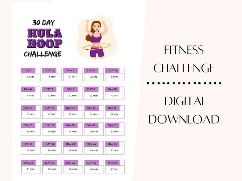 30-day Hula Hoop Challenge Printable PDF Workout Plan Transform Your ...