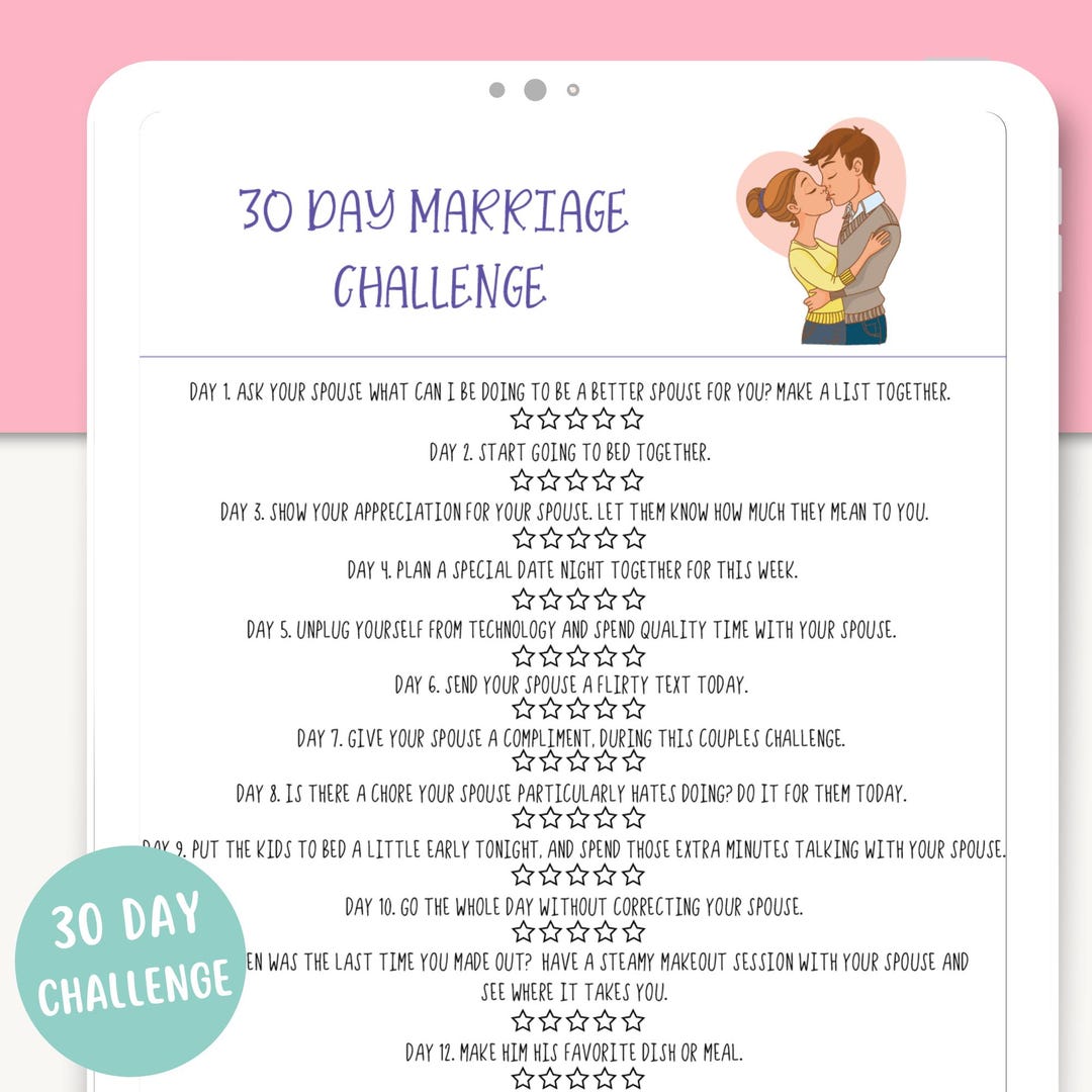 30 Day Marriage Challenge | 30 Day Challenge Printable | Digital ...