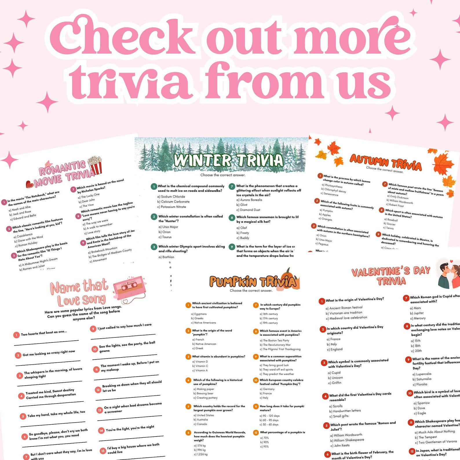 Guess the Name of the Song Challenge: Printable Game With Popular Love ...