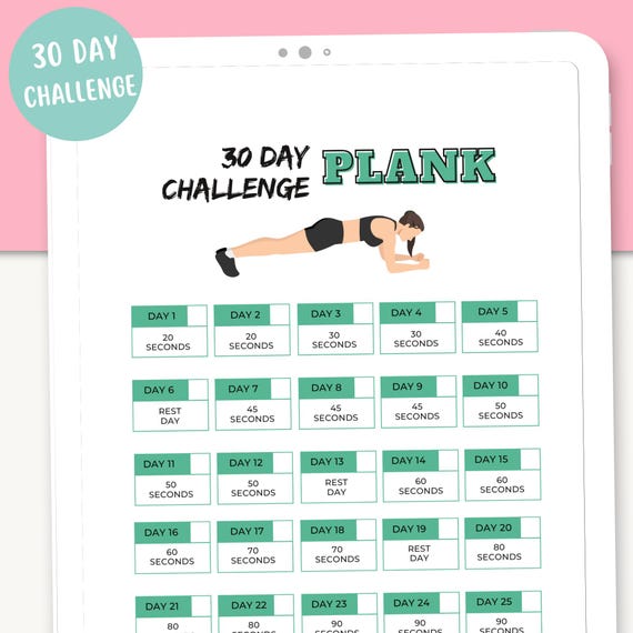 Printable Plank Challenge PLANK CHALLENGE August 30 Day Plank