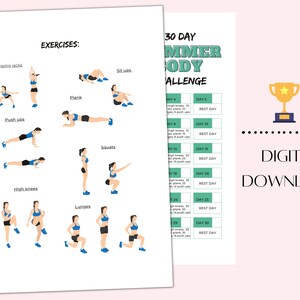 30-day Summer Body Challenge Printable PDF Workout Plan Lose Belly Fat ...