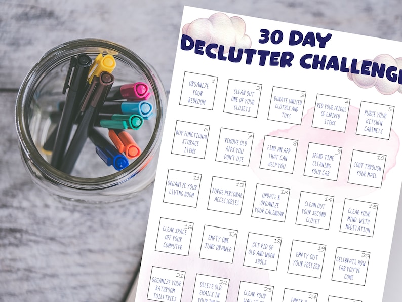 30 Day Decluttering Challenge Planner | Digital Download | Declutter ...