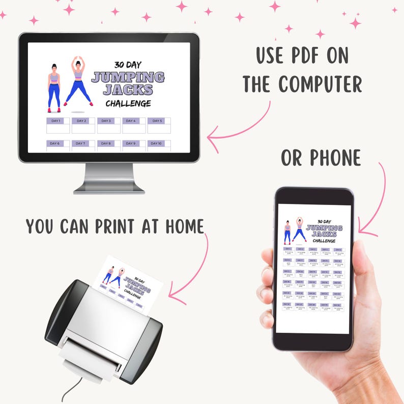 Jumping Jacks 30 Day Challenge | 30 Day Challenge Printable | 30 Day ...