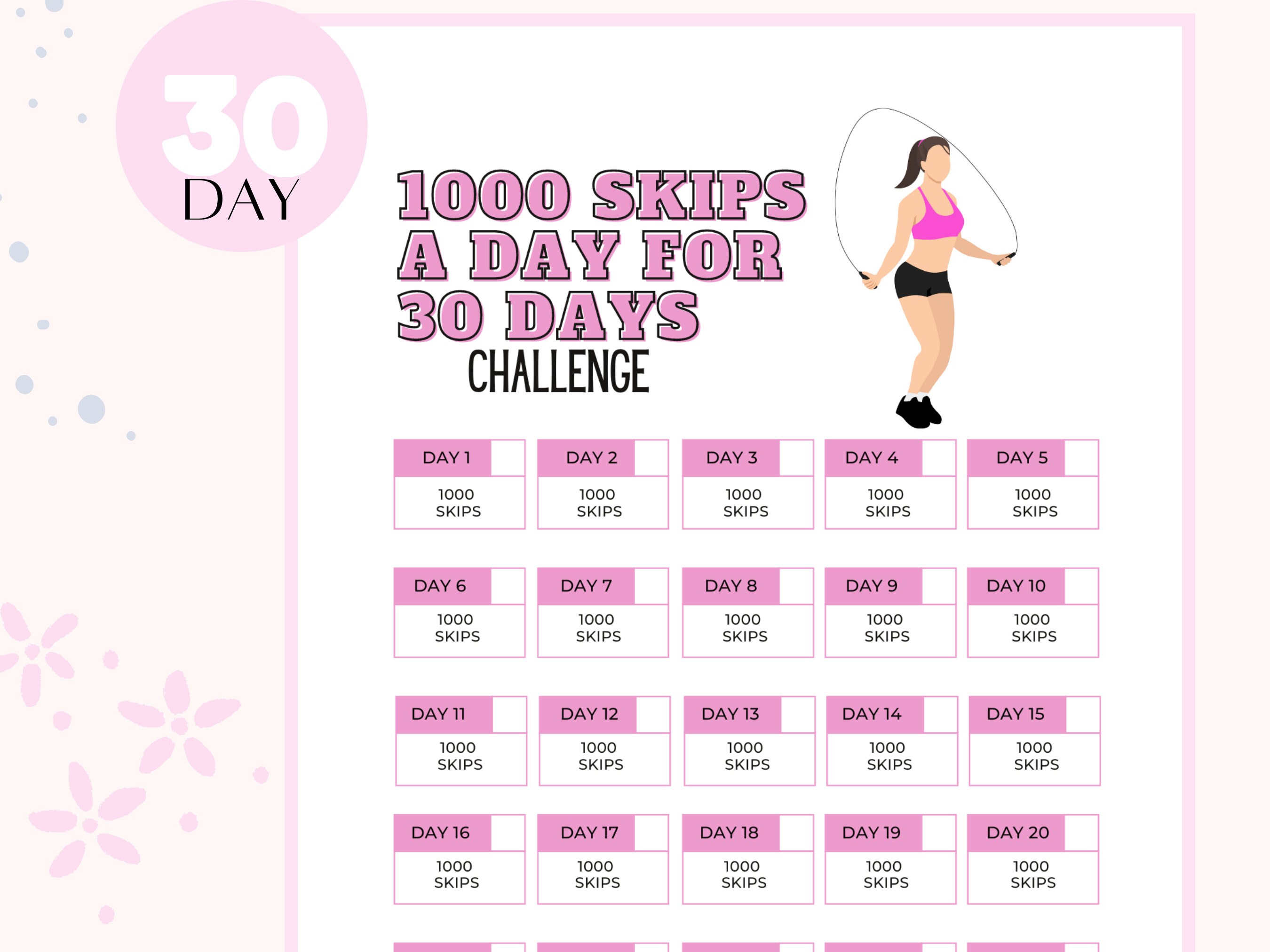 30 Day Jump Rope Challenge Calendar
