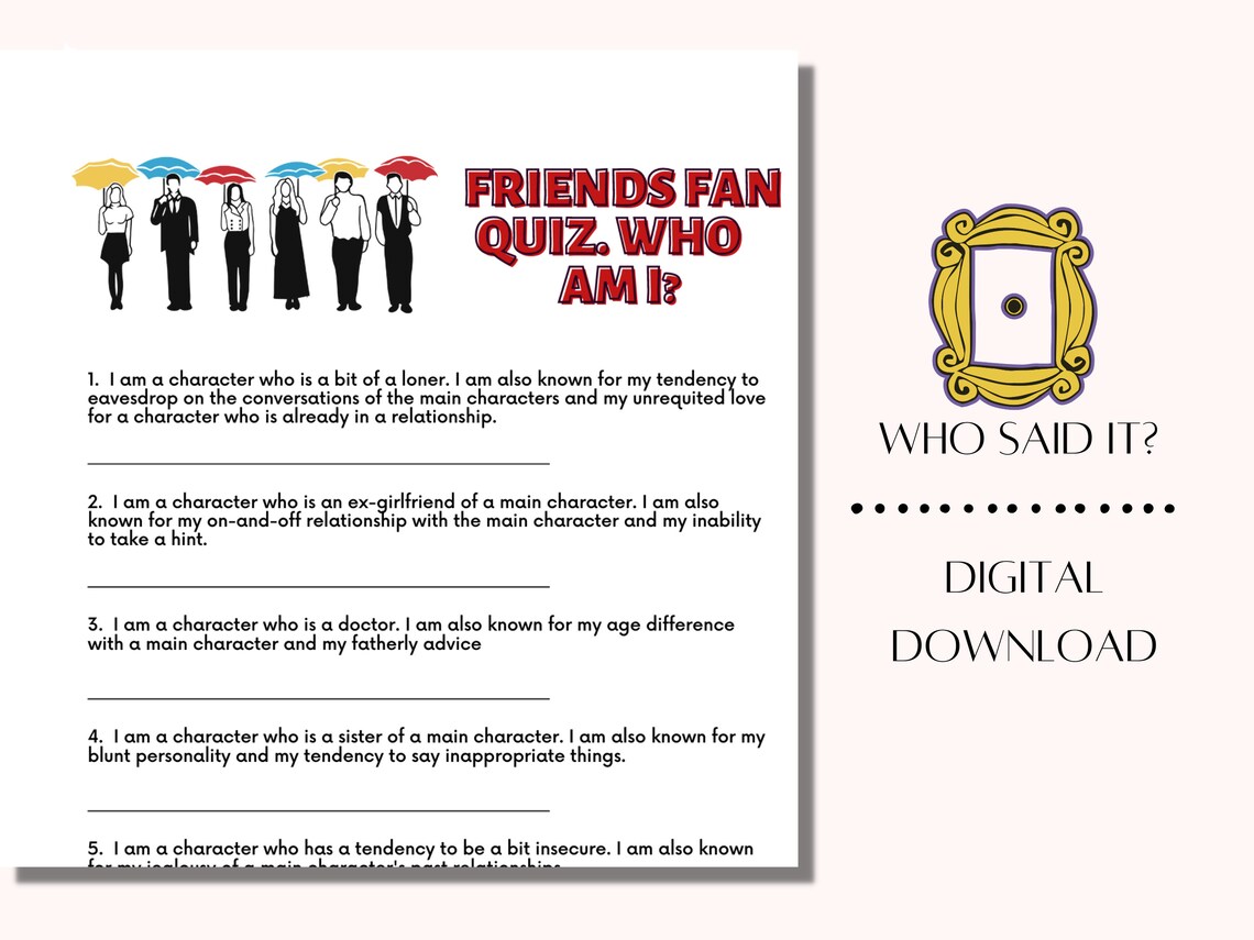 Friends Printable Game Pack - Test Your Knowledge of the Beloved TV ...