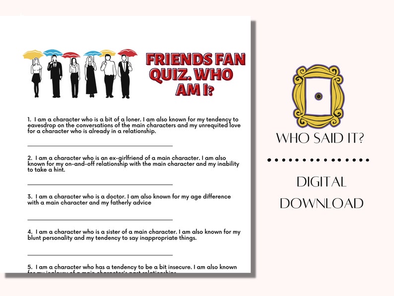 Friends Printable Game Pack - Test Your Knowledge of the Beloved TV ...