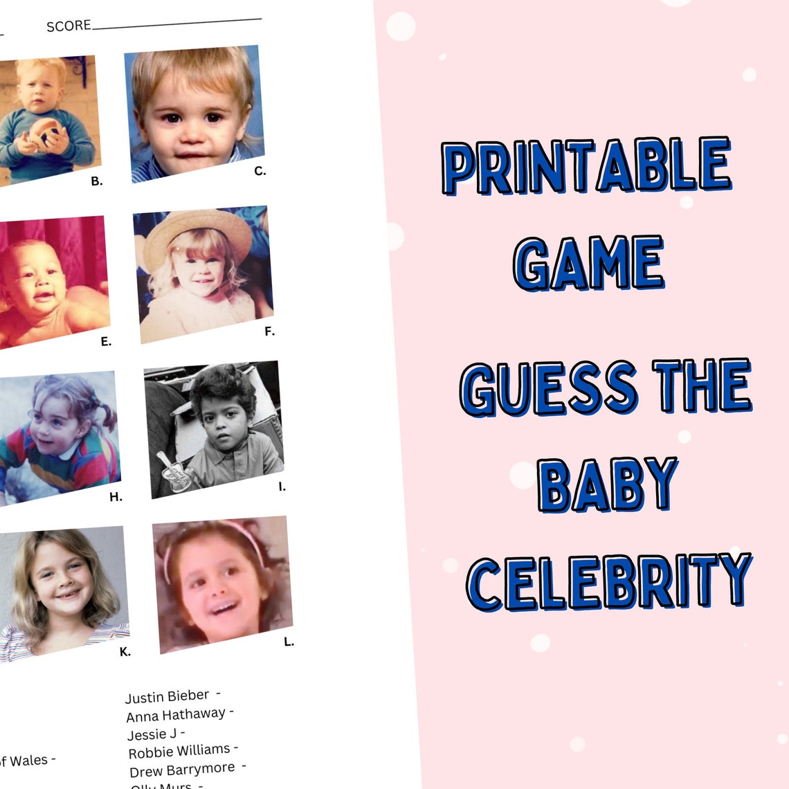 Guess the Baby Celebrity Game Printable Baby Shower Games Who is the ...