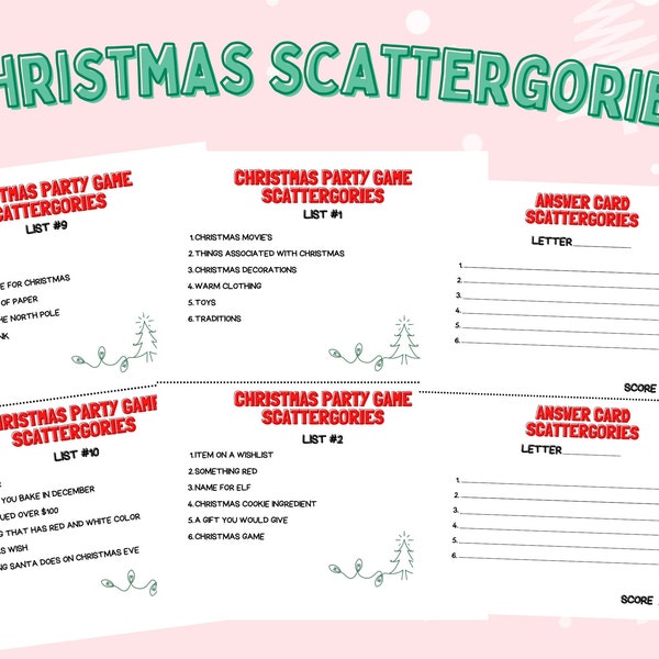 Adult Scattergories List Printable - Etsy
