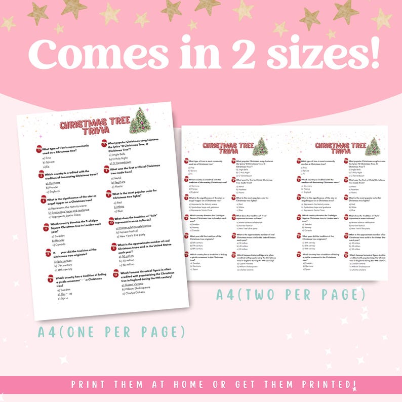 Test Your Holiday Knowledge: Printable Christmas Tree Trivia Game ...