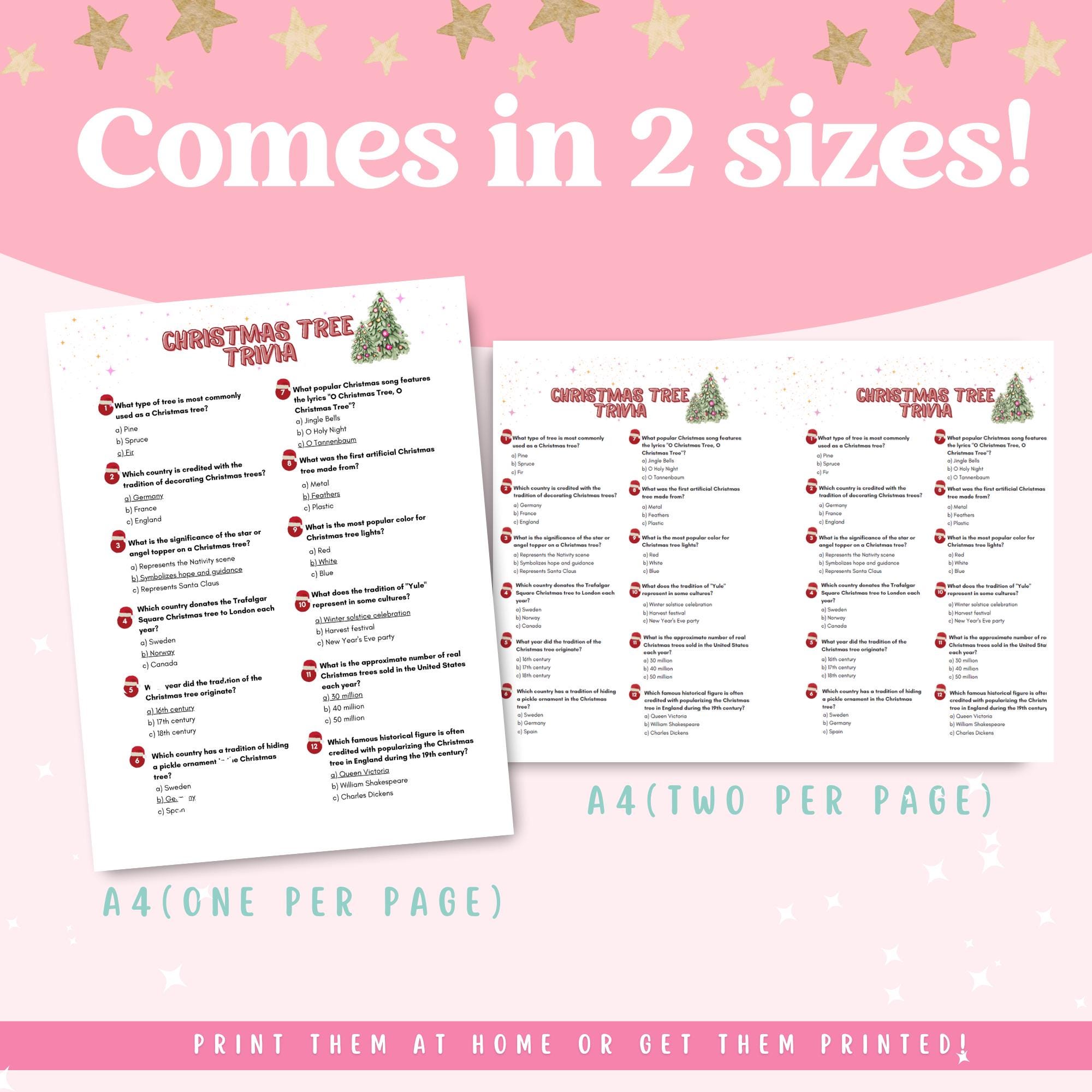 Test Your Holiday Knowledge: Printable Christmas Tree Trivia Game ...