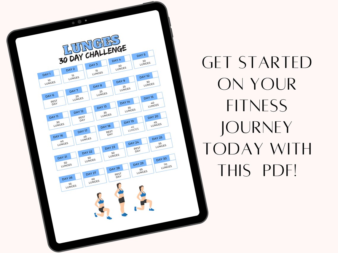 Printable Lunges Challenge 30 Day Fitness Plan for Stronger Legs 30-day ...