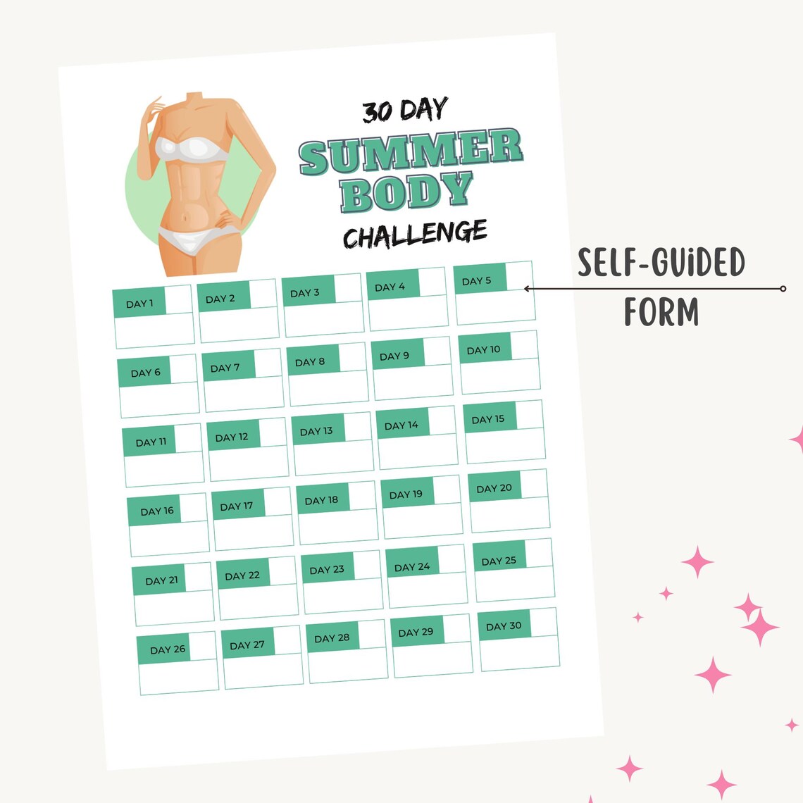 30-day Summer Body Challenge - Printable PDF Workout Plan | Lose Belly ...