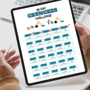 30-day Crunches Challenge Printable PDF Workout Plan Printable Crunches ...